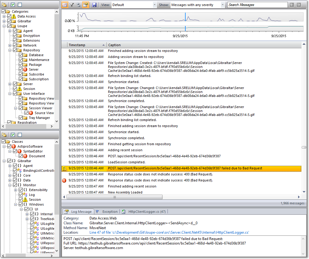 Loupe Desktop - Log Messages Viewer